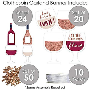 Big Dot of Happiness But First, Wine - Wine Tasting Party DIY Decorations - Clothespin Garland Banner - 44 Pieces