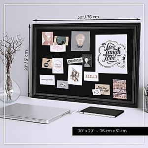 SKL Products Black Cork Board - 30" x 20" Large, Framed Bulletin Boards for School, Home, Kitchen & Office Walls