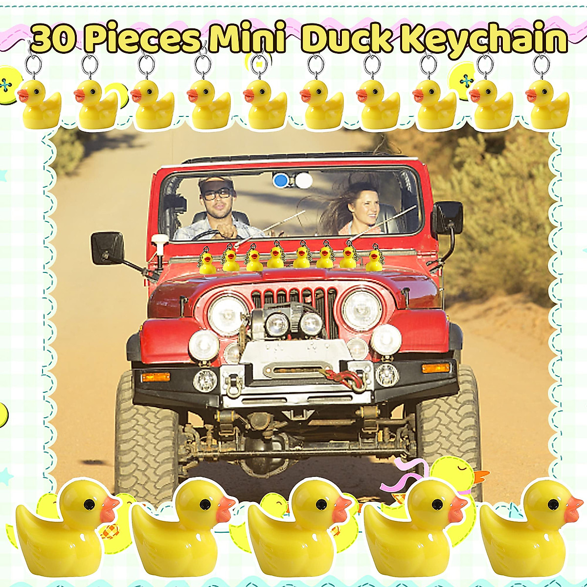 HKACSTHI 30 Pieces Duck Keychain Rubber Duck Keychain Resin Duck Keychain Mini Duck Keychains for Cruising 3D Duck Chains Duck Charms Pendant Accessories Duck Party Favors