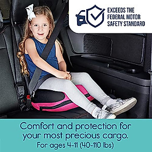 hiccapop UberBoost Inflatable Booster Car Seat | Blow up Narrow Backless Booster Car Seat for Travel | Portable Booster Seat for Toddlers, Kids, Child | Pink/Black