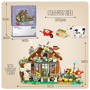Friends Farm Mini Building Blocks, MOC Creative Farm Animals Model Set for Kids Ages 6+,899 Pcs Simulation Architecture Toy for Adults