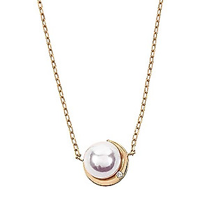 Japanese 7.0mm Akoya Cultured Pearl with Diamond Pendant Necklace for Women with 18K Yellow Gold | Classy Design Excellent Gift | Pearl Necklace