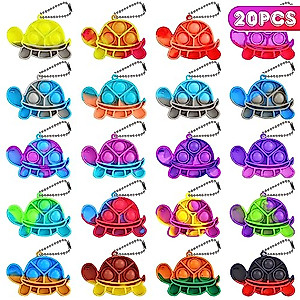 Pop Fidget Toys Its Party Favors for Kids 4-8 8-12, 20 PCS Turtle Toys Mini Pop Keychain It Toddler Fidget Toy Bulk Fidgets for Classroom Prizes Birthday Goodie Bag Stuffers Autism Sensory Toys Packs