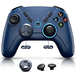 Kujian Wireless PC Controller, Bluetooth Gaming Controller Compatible with Windows/Switch/Steam/Android/iOS, Dual Vibration PC Game Controller with Turbo, LED Backlight