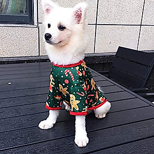 Gingerbread Man Pattern Pet Coat Dog Christmas Clothes Adorable Pet Party Outfit- Pet Party