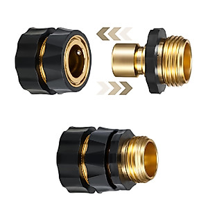 Twinkle Star 3/4 Inch Garden Hose Fitting Quick Connector Male and Female Set, 2 Set