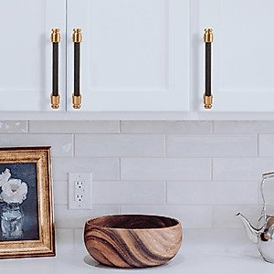 POVEFONK 10 Pack 5 inch(128mm) Black and Champagne Bronze Kitchen Cabinet Handles Knurled Cabinet Pulls Black Drawer Pulls Kitchen Cabinet Hardware