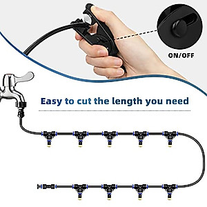 79FT 24M Misting Cooling System Misting Line + 24 Mist Nozzles + 1 Adapter Outdoor Water Mister Kit for Patio Greenhouse Garden Fan Trampoline Waterpark