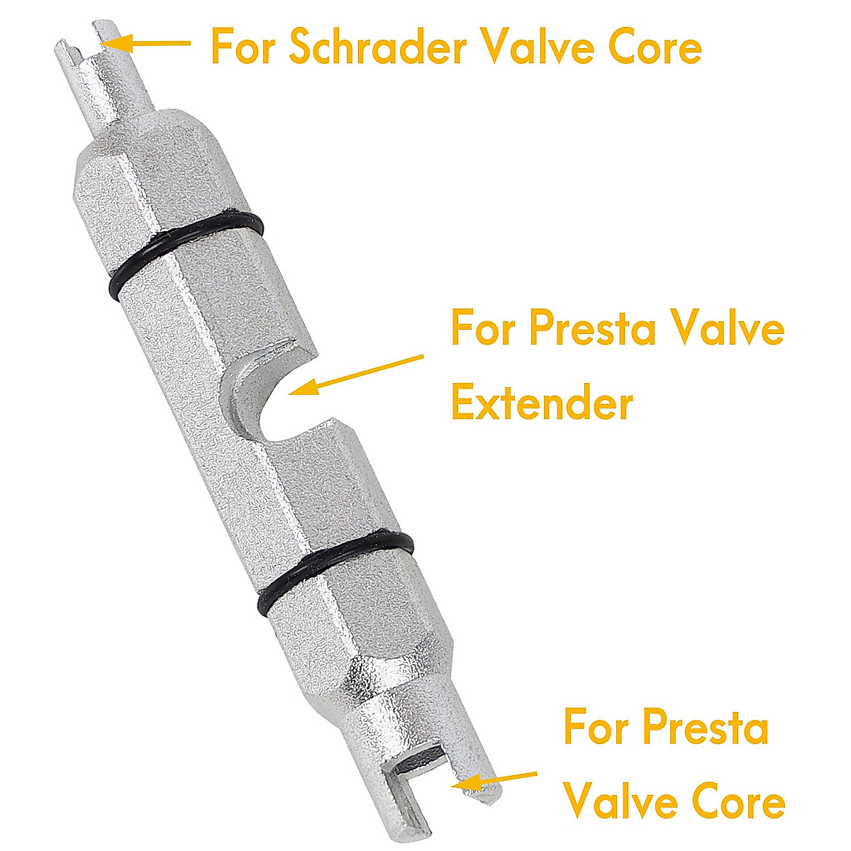 BIKEHAND Bicycle Valve Core Remover Tool for Presta and Schrader Tubeless Cycling Tires - Presta Valve Extender with 5mm Wrench Flats - Bike Valve Core Repair Tool - Multifunction Inner Tube Wrench