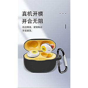 2 Pack DAYJOY Soft Silicone Protective Case Cover Compatible with JBL Tune 120TWS/125TWS Earphone, Protective Skin Sleeve with Key Chain (Black+Blue)