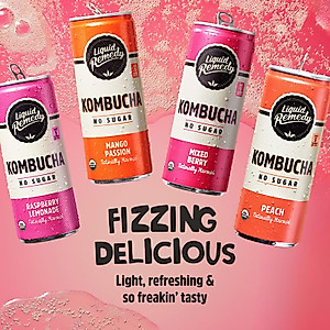 Remedy Kombucha Tea Organic Drink - Sugar Free, Keto, Vegan & Gluten Free - Sparkling Live Cultured, Long-Age Brewed Beverage - 6 Flavor Variety Pack - 8.5 Fl Oz Can, 24-Pack