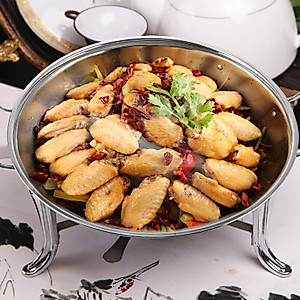 Hemoton 1 Set with Cover hob Kitchen Frying Saucepan Food Omelet pan Stewpot Skillet Metal Saucepan Anti-Spill Soup Pot with lid hot Pot Stainless Steel Dry Pot Alcohol Stove Honeycomb