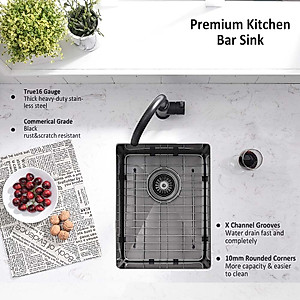 Bar Sink Undermount 12x16 Black -Wesliv 12 Inch Black Undermount Bar Sink Small Wet Bar Sink 16 Gauge Stainless Steel Single Bowl Bar Sink with Bottom Grid