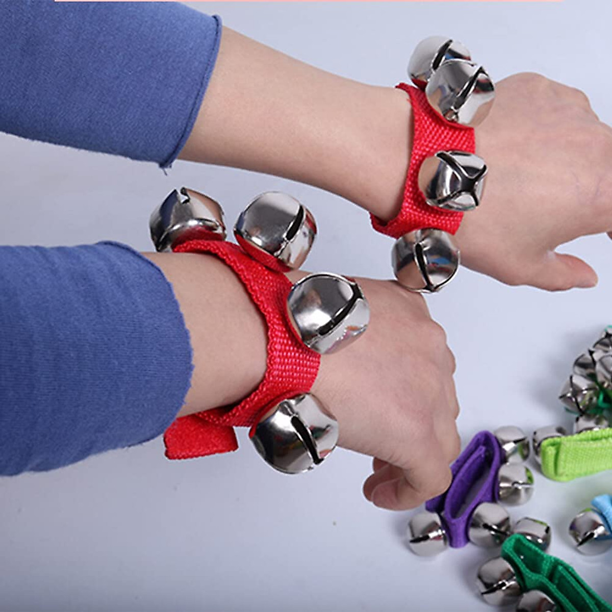 ibasenice Cheerleading Wrist Instrument Decorations Red Kids Band Chain Performance Musical Bell Rattle Jingle Adjustable Toys Bells Ankle Rhythm Bracelets Kid Foot Dance Ring Adorable