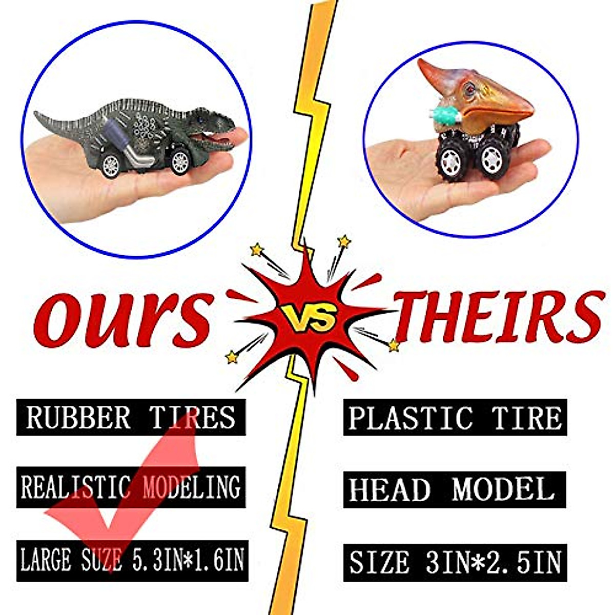 ZHFUYS Dinosaur Toy car,boy Toys Age 3 to 12 Toy Dinosaur 5.3 Inch Toys for 3,4,5,6,7,8,9,10,11,12 Year Old Boys Full-Form Dino car Toy,6 Pack