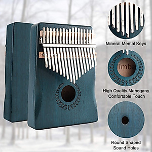 PLLTMU Kalimba Thumb Piano 17 Key Kalimba 17 Key Kalimba with Tune Hammer and Study Instruction,Mbira Thumb Piano,Kalimba Thumb Piano,Gift for Kids,Handmade with Mahogany and Ore Steel Bars