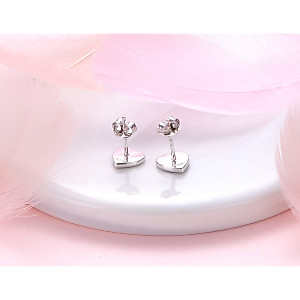 YinShan 925 Sterling Silver Jewelry Black Heart Ear Studs Earrings for Women Gift (heart)