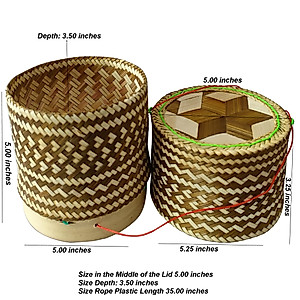 Heavens Tvcz Bamboo Serving Baskets Sticky Rice Handmade Kratip Thai Laos Traditional Wickerwork Based Travel Picnic Keep Sticky Rice Warm