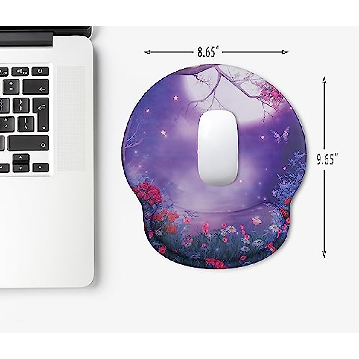Round Ergonomic Mouse Pad with Wrist Support Rest,Purple