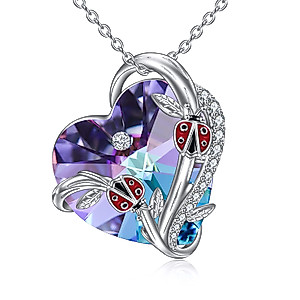 WINNICACA Ladybug Gifts Sterling Silver Ladybug Necklace for Women Crystal Ladybug Jewelry Ladybug Pendant for Teens Birthday