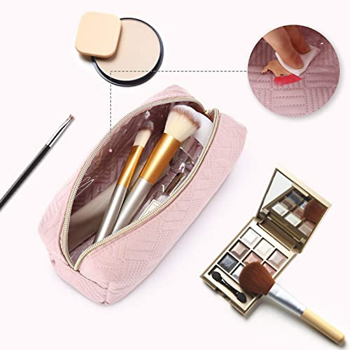 LIGHT FLIGHT Women's Toiletry Bag - 4-in-1 Makeup Bags, Travel Makeup Organizer, Clear PVC Cosmetic Bag, TSA Approved Travel Makeup Pouch, and Travel Bag (Pink)