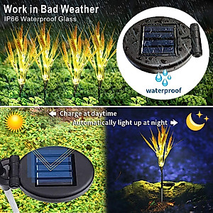 Idefair Solar Flowers Lights Outdoor Decorative, 2 Pack Solar Garden Stake Lights Solar Wheat Ear LED Lights Waterproof Decorations for Yard Lawn Pathway and Weddiny