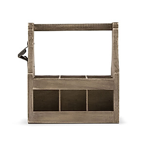 Weddingstar Custom Personalized Wooden Beer Bottle Caddy Holder with Metal Bottle Opener - Brewery Co. Etching