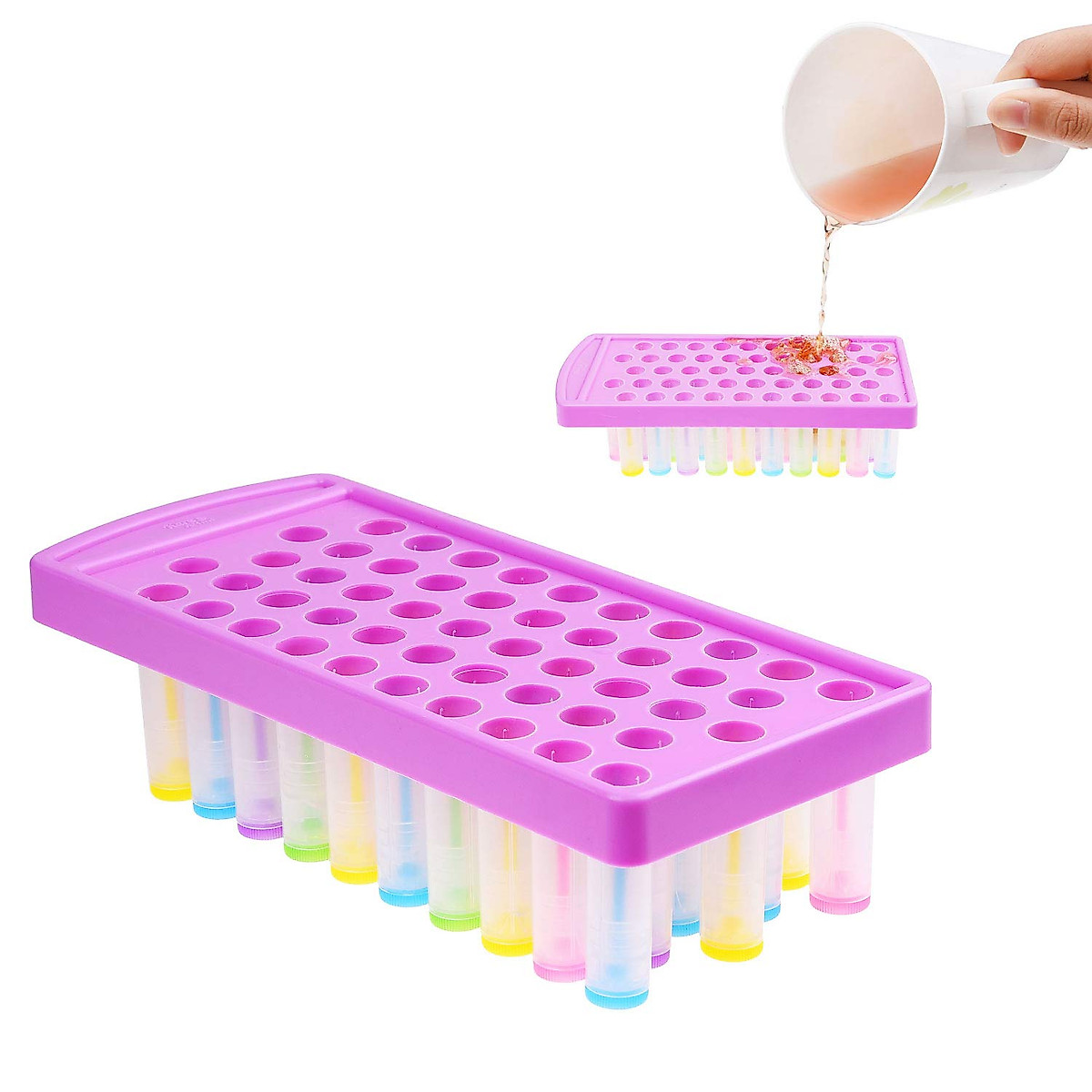 Kare & Kind Lip Balm Filling Tray and Spatula Set - Fast and Easy to Use - Just Pour & Spread - Instantly Fills 50 Lip Balm Containers (sold separately) (Lip Balm Crafting Kit (Purple))