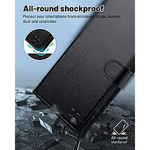 OCASE Compatible with Galaxy S23 Ultra 5G Case Wallet, PU Leather Flip Folio Case with Card Holders RFID Blocking Kickstand [Shockproof TPU Inner Shell] Phone Case 6.8 Inch (2023) - Black