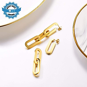 Oversize Statement Earrings Fashion 18K Gold Plated Long Dangle Square Hoop Earring Asymmetrical Earrings for Women