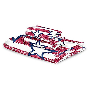 ALAZA American Star Flag Banner Towel Bathroom Sets 3 Piece Bath Towel Sets1 Bath Towel 1 Hand Towel 1 Washcloth Soft Luxury Absorbent Decorative Towels for Beach Gym Spa