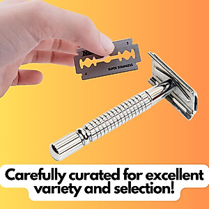 G.B.S Double Edge Safety Razor Blade Variety Pack, 120 Count Razor Blade Sample Pack with Styptic Powder