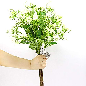 AUSBENDER Tall Fall Branches Wedding Picks Faux Stems White Artificial Flowers 24.4"(WildHydrangeaSpray) Floral Arrangement Rustic Decoration Crafts Home Decor Holiday Wedding Parties Primitive 6pcs
