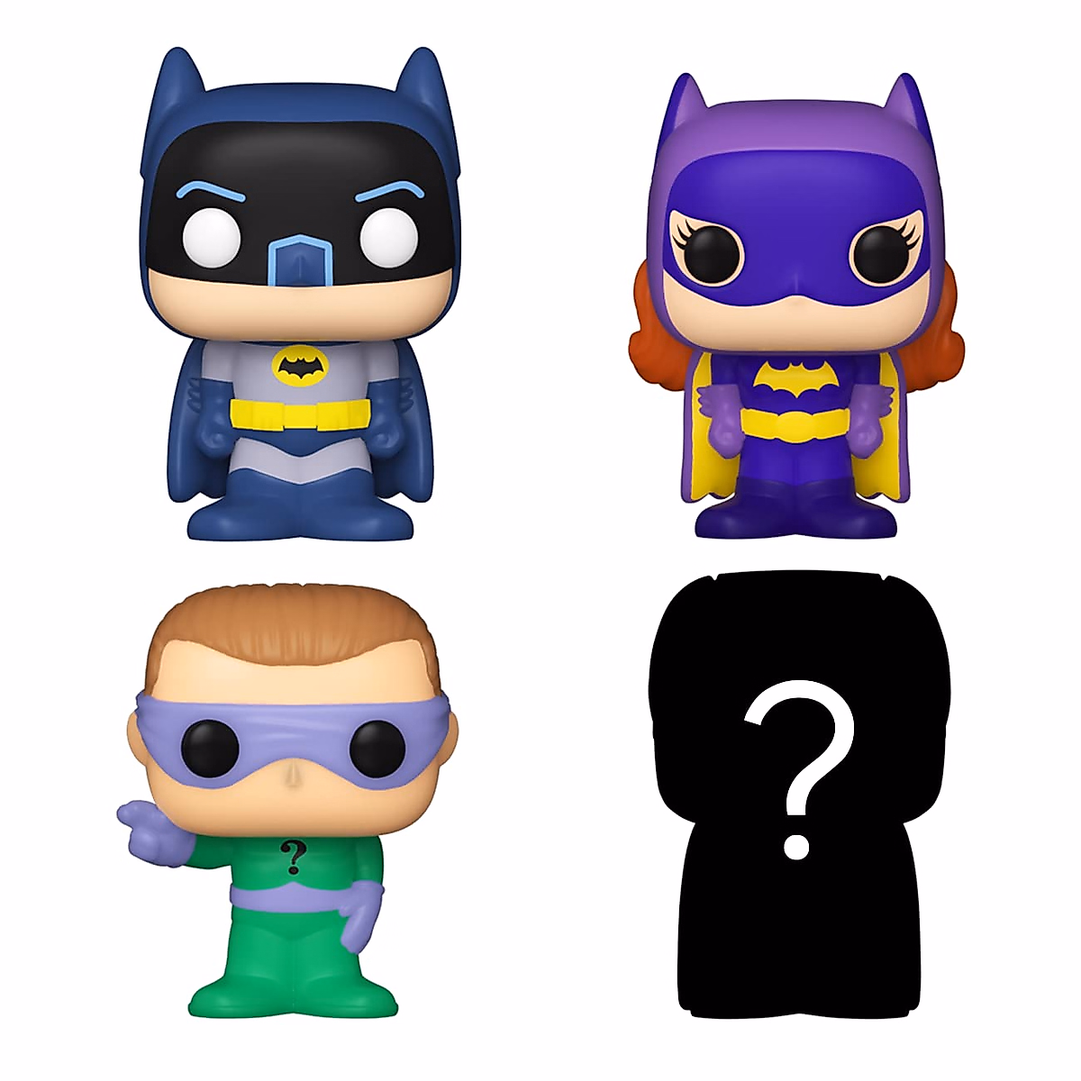 Funko Bitty POP! DC - Batgirl, 4-Pack - Batman, Batgirl, The Riddler and A Surprise Mystery Mini Figure - 0.9 Inch (2.2 Cm) - DC Comics Collectable - Stackable Display Shelf Included - Gift Idea
