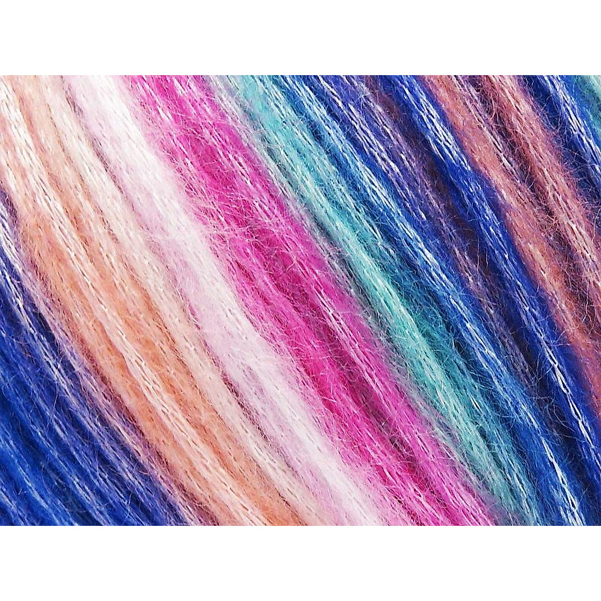 Pool Party - Aqua Blue, Peach, Pink + Picasso Yarn - Fuzzy with Subtle Sheen Yarn, Polyester, Acrylic Blend 50 Gram (1.75 Ounces) 125 Yards