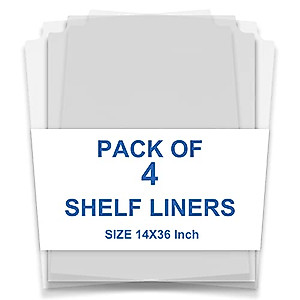 Shelf Liners for Wire Shelving - Wire Rack Pantry Shelf Liner - Set of 4-14 X 36 Inch - Plastic Shelf Mats for Wire Shelves