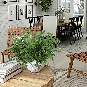 PLANT Artificial Boston Fern Plants Large Dusty Green Fake Greenery Shrubs 2 Pcs Faux Plant Bushes for Home Garden Office Farmhouse Indoor Outdoor Decor, 19 Inch