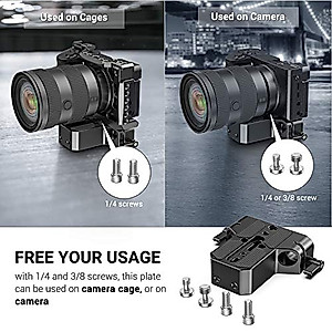 SmallRig Camera Base Plate with Rod Rail Clamp, Baseplate for Sony A6500 A6600 A6300, for Panasonic GH5 GH6, for Sony A7 Series, for Canon R5 R6, Both for Cameras & Cages - 1674