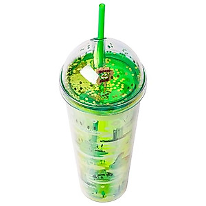 Silver Buffalo Shrek Swamp Beware Ogre Dome Glitter Top Travel Tumbler, 24 Ounces