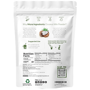 Micro Ingredients Organic Coconut Milk Powder, 2 Pound (32 Ounce), Plant-Based Creamer, Perfect for Coffee, Tea and Smoothie, Non-GMO and Keto Friendly