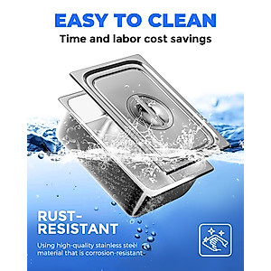 WantJoin 1/2 Half Size Steam Table Pans with Lid, 3 Pack 4 Inch Deep Restaurant Steam Table Pans Commercial, Hotel Pan Made of 201 Gauge Stainless Steel