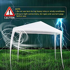 10' x 10' Outdoor Canopy Tent, White Party Tent with Spiral Tube, Wedding Patio Gazebo with Dressed Legs, Small Waterproof Tent for Barbecue, Camping