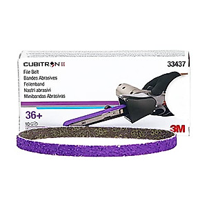 3M Cubitron II File Belt, 33437, 36+ Grit, 3/8 in x 13 in, Pack of 10 File Belts, Resin Bonded, Spot Weld Removal
