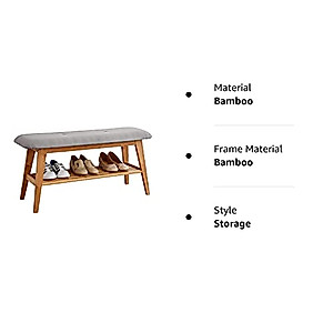 SOBIBO Shoe Entryway Bench, Bamboo Shoe Rack Bench, Organizer with 2 Tier Storage Simple Style Good Load Bearing, Ideal for Entryway Hallway Living Room,(Nature,35.4'')