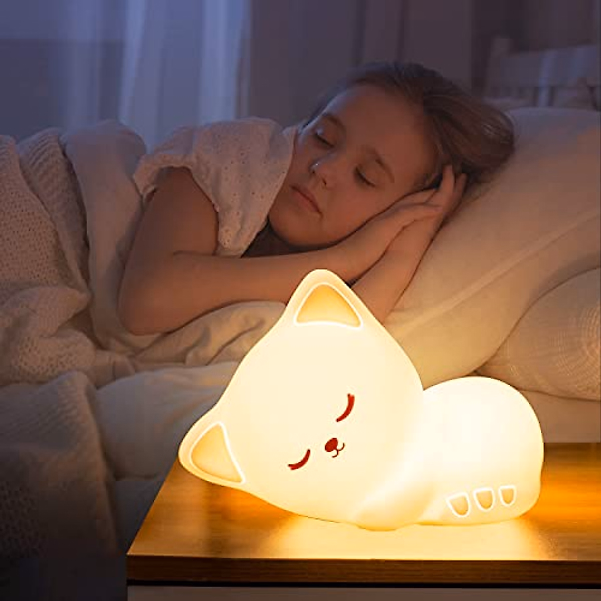 Cute Bunny Night Light for Kids Room,Cute Bunnny Lamp Silicone Girl Toddler Baby Night Light Color Changing Squishy,Nursery Portable Animal Kids Lamp Night Light Bedroom Teen Gifts Kids Toddler Girls