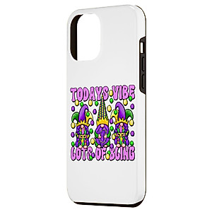 iPhone 13 Pro Max Funny Carnival Gnomes Bling Quote For Women White Mardi Gras Case