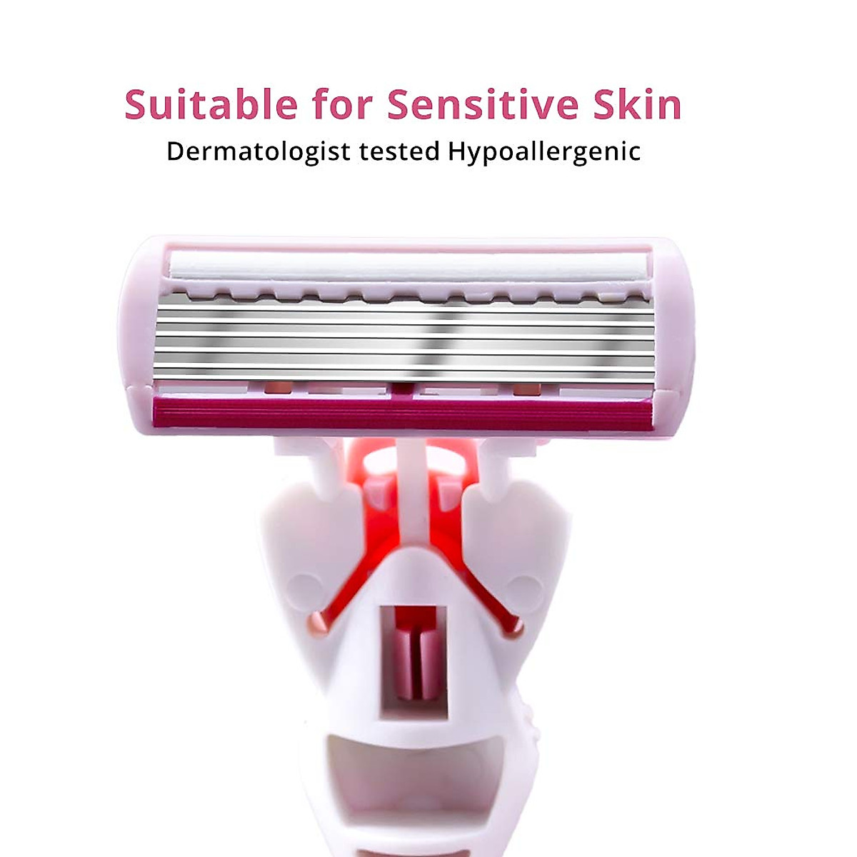 DreamGenius Razors for Women Shaving,6-Blade Includes 2 Handles and 19 Refills,Value Shaver Pack, Non-Slip Travel Carry,Pink