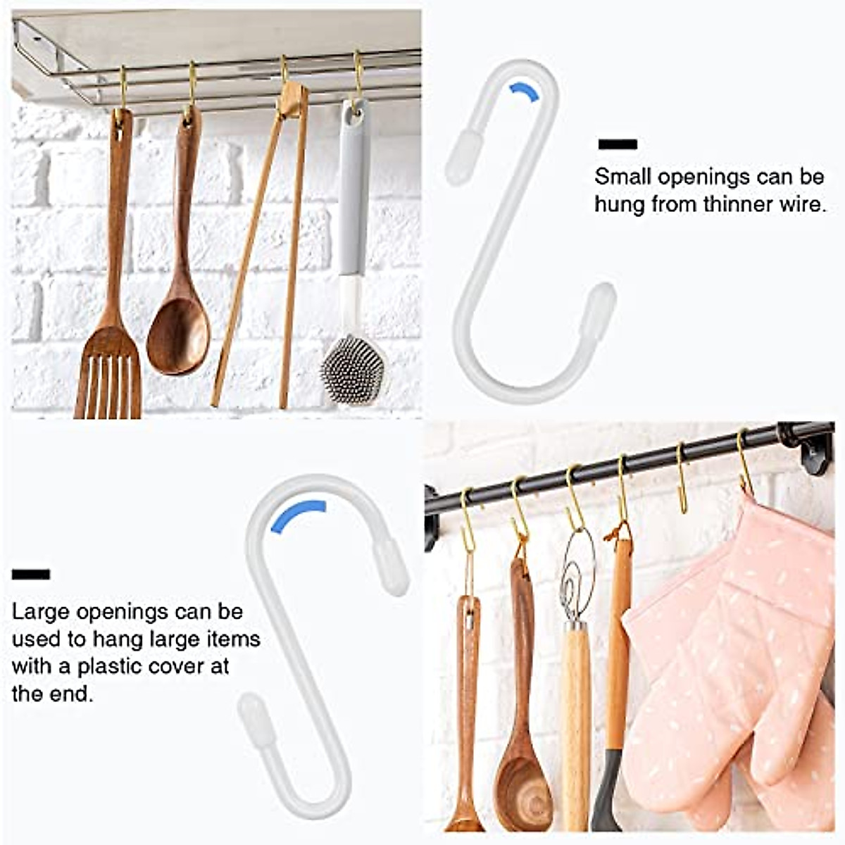 Hotop 36 Pieces S Shaped Hooks Hanging Heavy Duty S Hooks Hanger for Kitchen, Bathroom, Bedroom, Office, Pan, Coat, Bag, Plants (Champagne Gold,2.4 Inch)