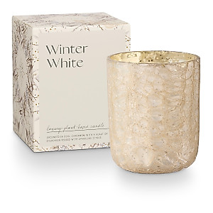 ILLUME Noble Holiday Winter White Large Crackle Glass Candle