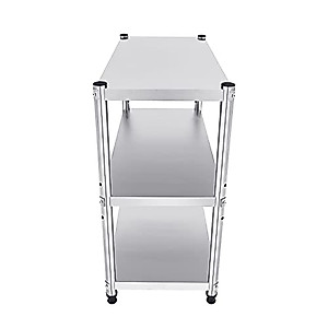 32"×16" Stainless Steel Table, Heavy Duty Stainless Steel Table for Prep, Shelf Organizer Kitchen Storage Shelves Garage Shelves, Commercial Kitchen Work Table for Restaurant, Home and Hotel, Silver